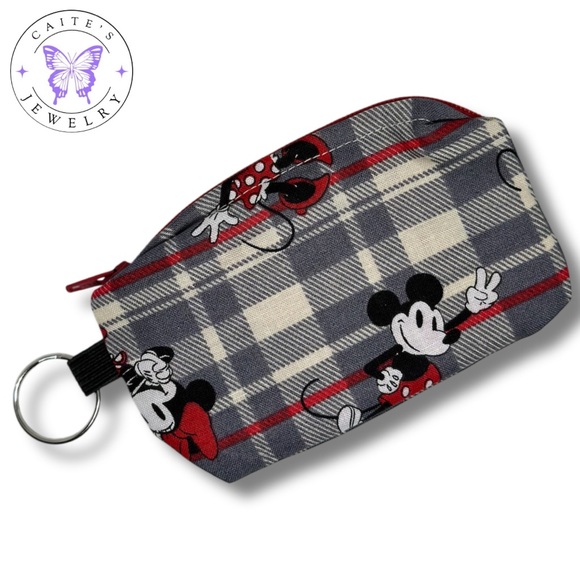Disney | Accessories | Handmade Zipper Pouch With A Plaid Mickey And ...